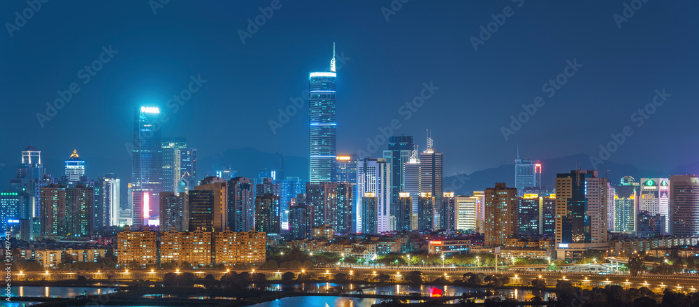 Poster Skyline of Shenzhen City, China at twilight – Wall Art | UkPosters