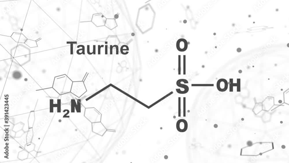 Skeletal formula of taurine. Amino acid molecule. Lines and dots ...