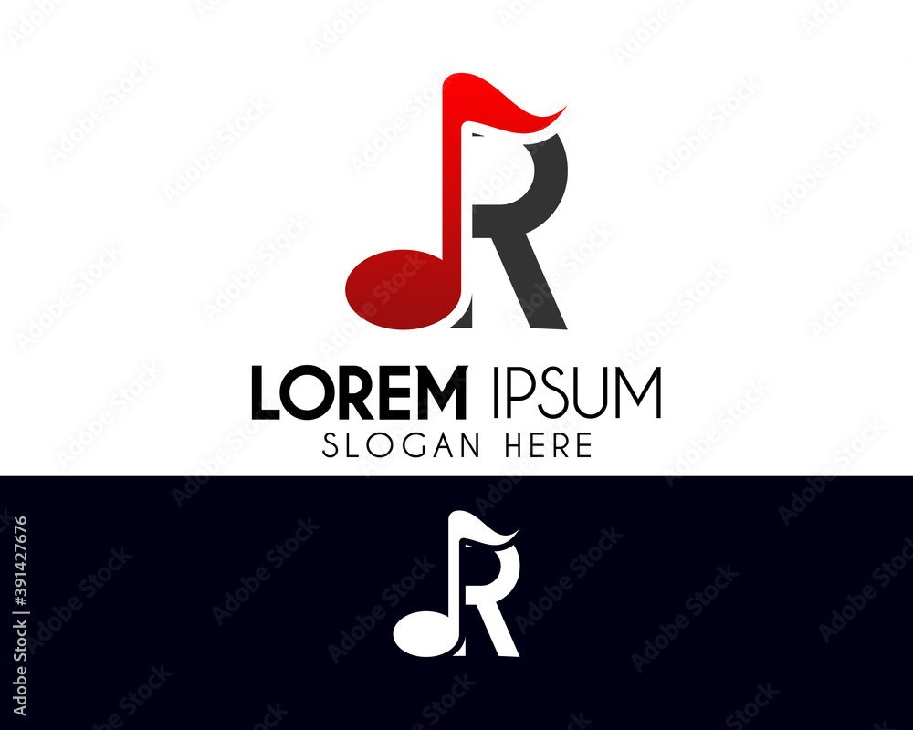 R letter logo design with a music note. Modern logo suitable for your ...