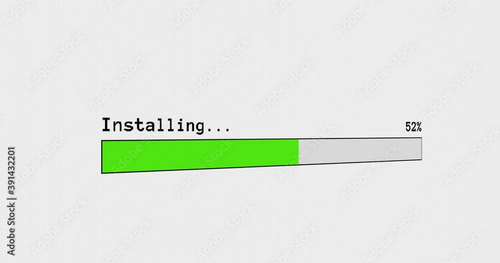 Installing game bar computer screen animation loop isolated on white background with green ...
