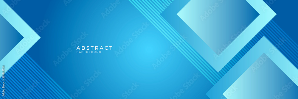 Blue banner background with light blue square lines. Abstract dark blue technology web header ...