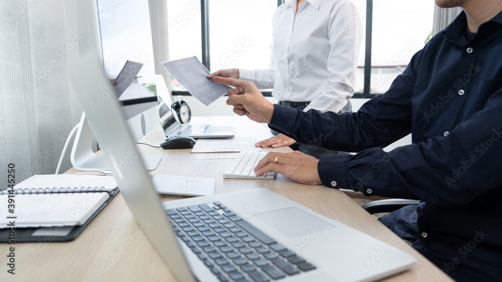 Asian Software engineer Programmer team working together on project of ...