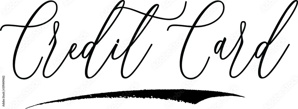 Credit Card Handwritten Font Calligraphy Black Color Text on White ...