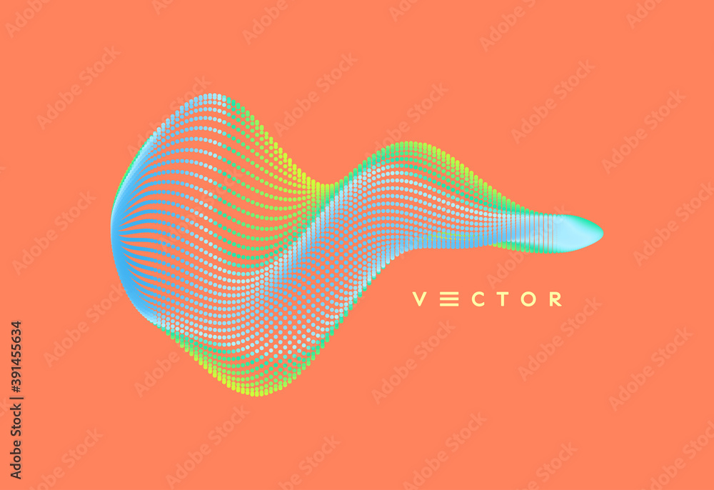 Abstract digital wave with dynamic particles. Sound wave. Big data ...