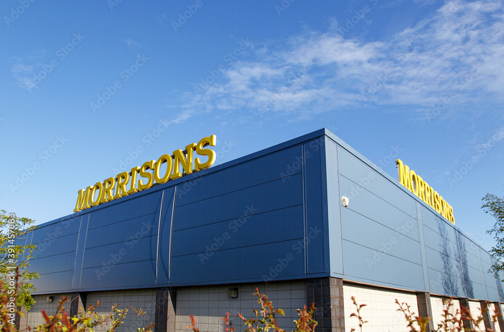 Foto de Swansea, UK: May 18, 2016: Corner view of a Morrisons store ...