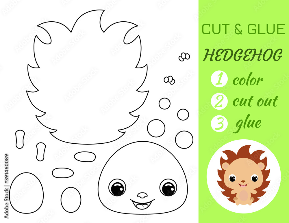 Simple educational game coloring page cut and glue sitting baby ...