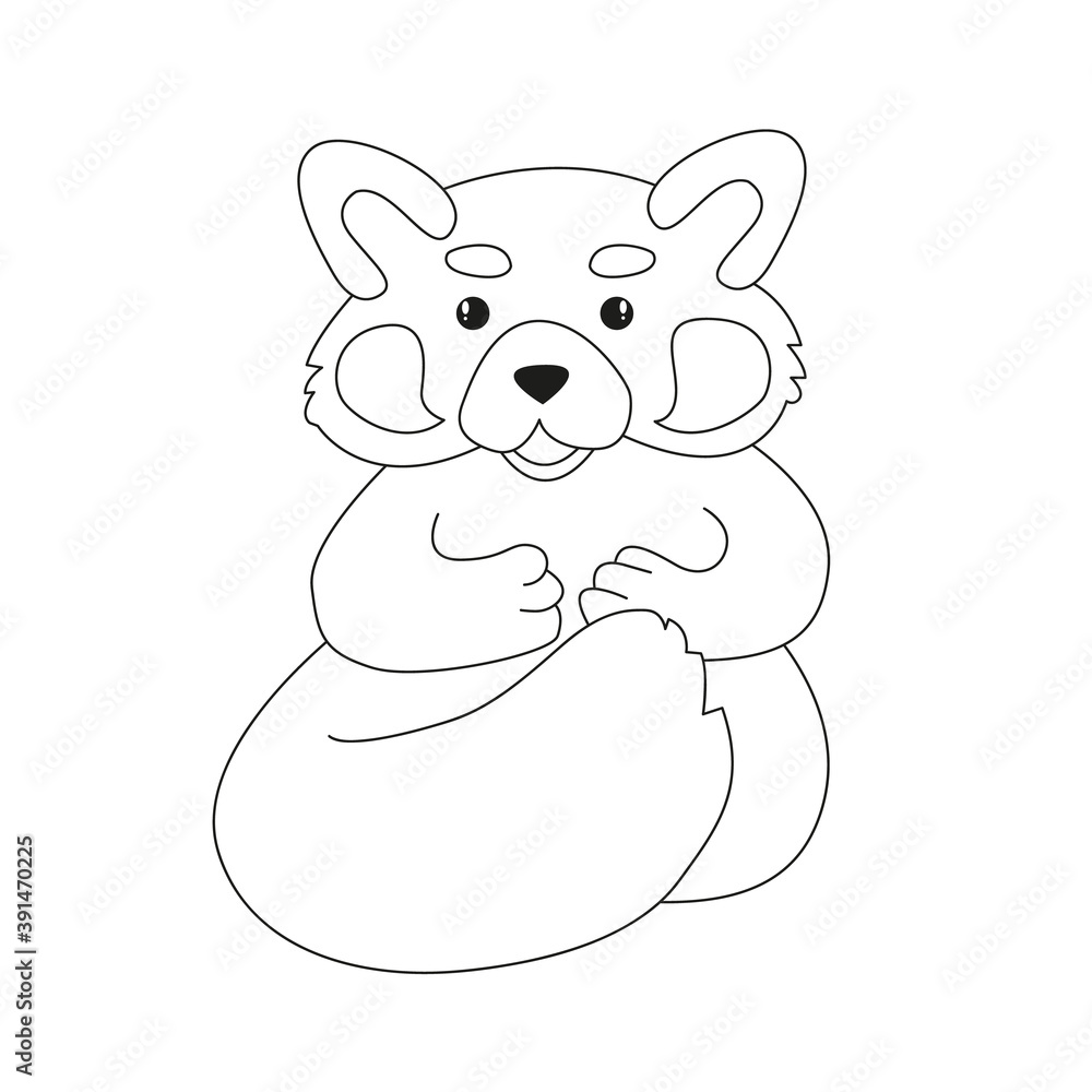 Cartoon vector Red Panda. Outline illustration. Stock Vector | Adobe Stock