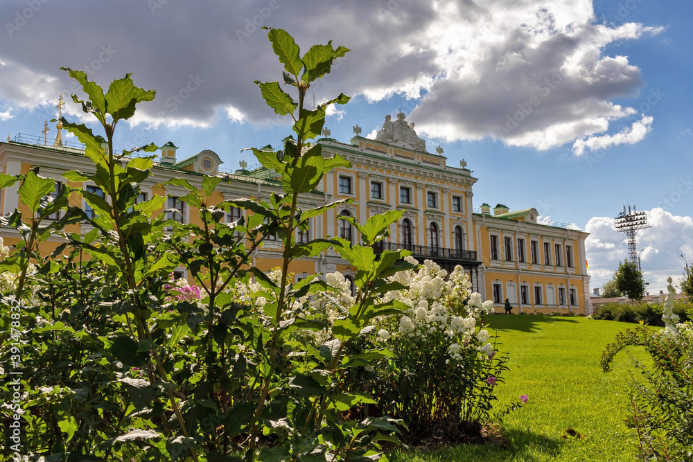 Tver.Tver Imperial travel Palace. 18th century. Cathedral square, view from the Volga embankment ...