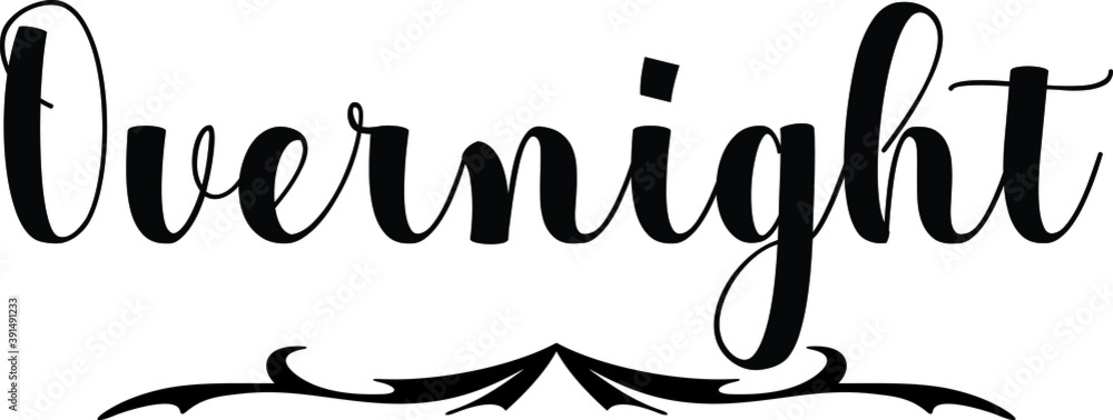 Overnight Bold Cursive Calligraphy Black Color Text On White Background ...