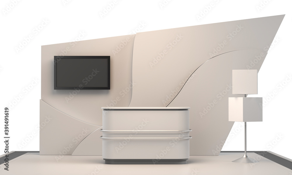 White Exhibition Booth. Advertising POS POI Promotion counter. Retail ...