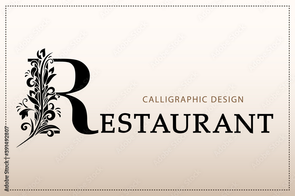 Elegant Simple monogram, letter R. Creative logo. Line art design ...