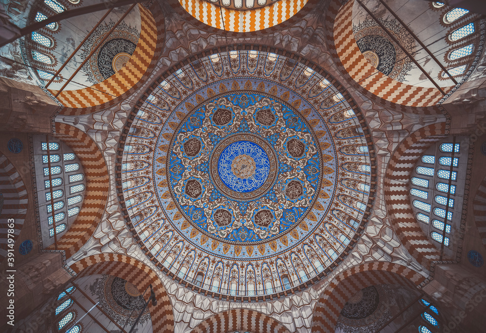 EDIRNE, TURKEY - 30 June, 2019: Interior of Selimiye mosque in Edirne ...
