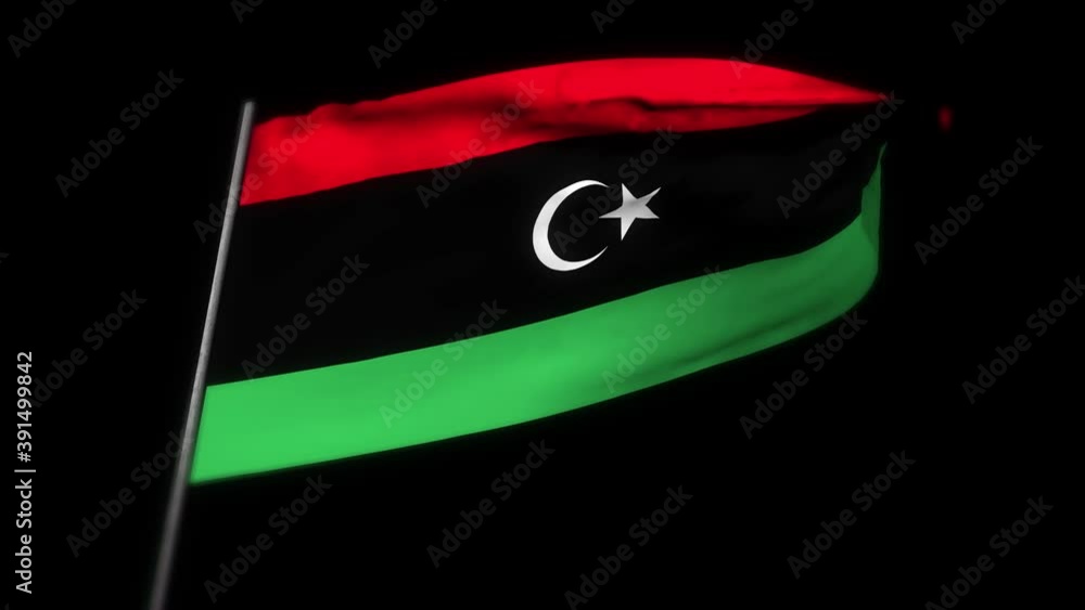 Libya flag , Realistic 3D animation of waving flag . Libya flag waving ...