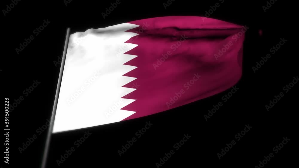 Qatar flag , Realistic 3D animation of waving flag . Qatar flag waving ...