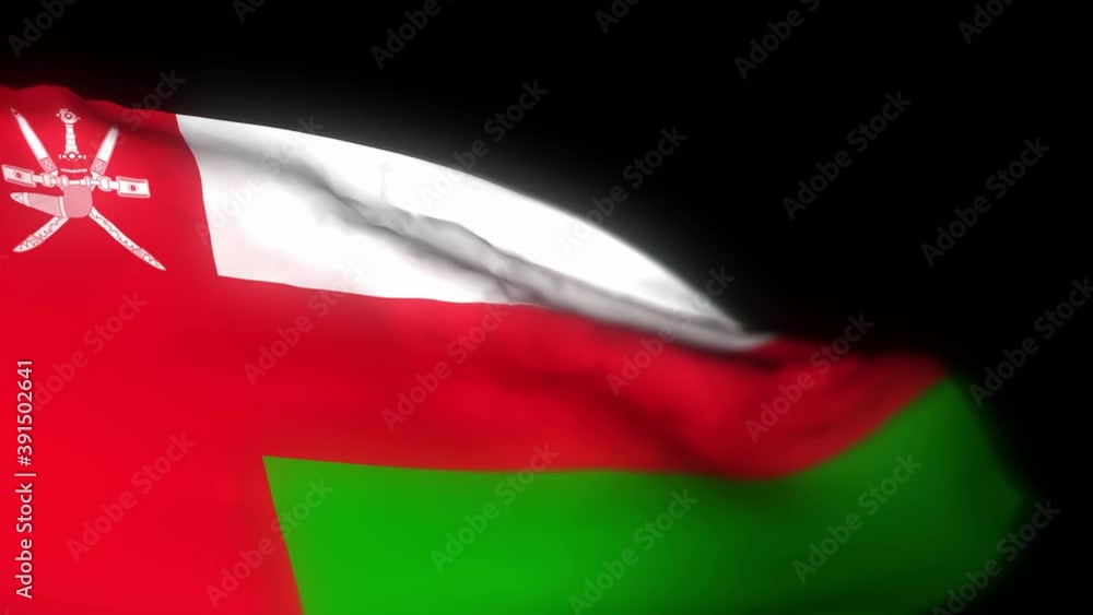 Oman flag ,3D animation of waving flag .Oman flag waving in the wind. National flag of Oman ...