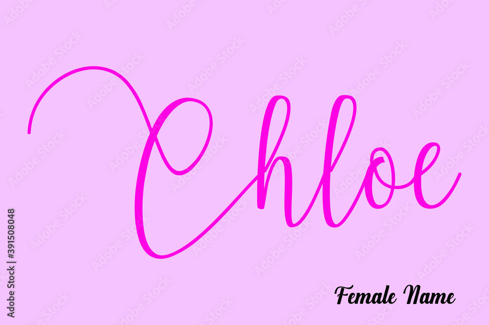 Chloe-Female Name Brush Calligraphy Dork Pink Color Text On Light Pink ...