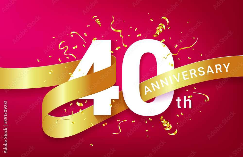 40th Anniversary celebration banner template. Big numbers with sparkles ...