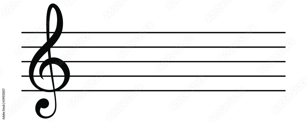 Blank music staff isolated on white background Stock Vector | Adobe Stock