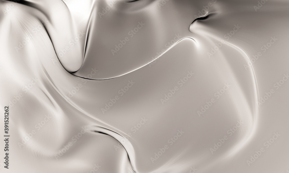 Liquid silver. Grey wavy surface. Grey silk. Silver metal. Texture or ...