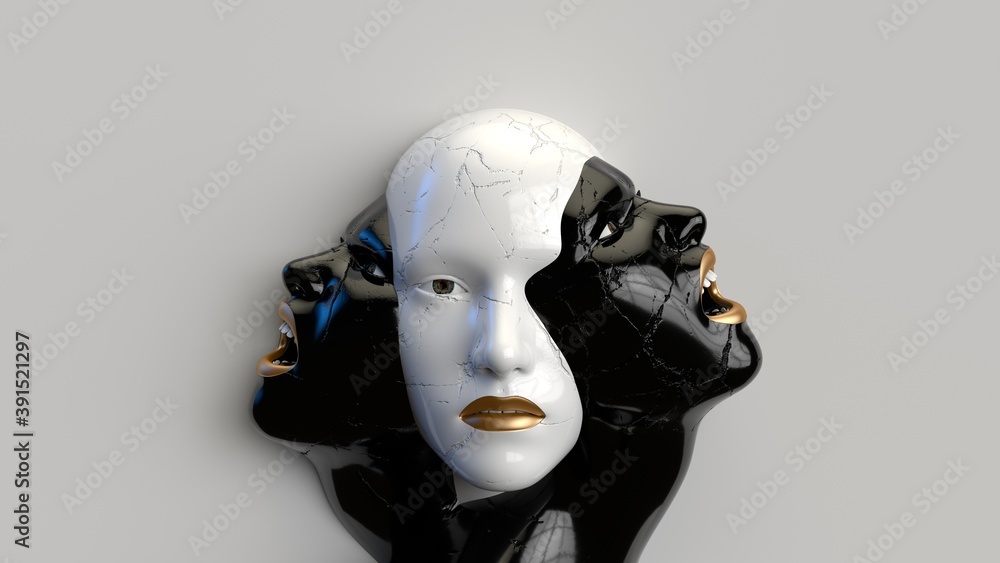 Madness crazy facial expressions anger calm heads with wrath and rage ...