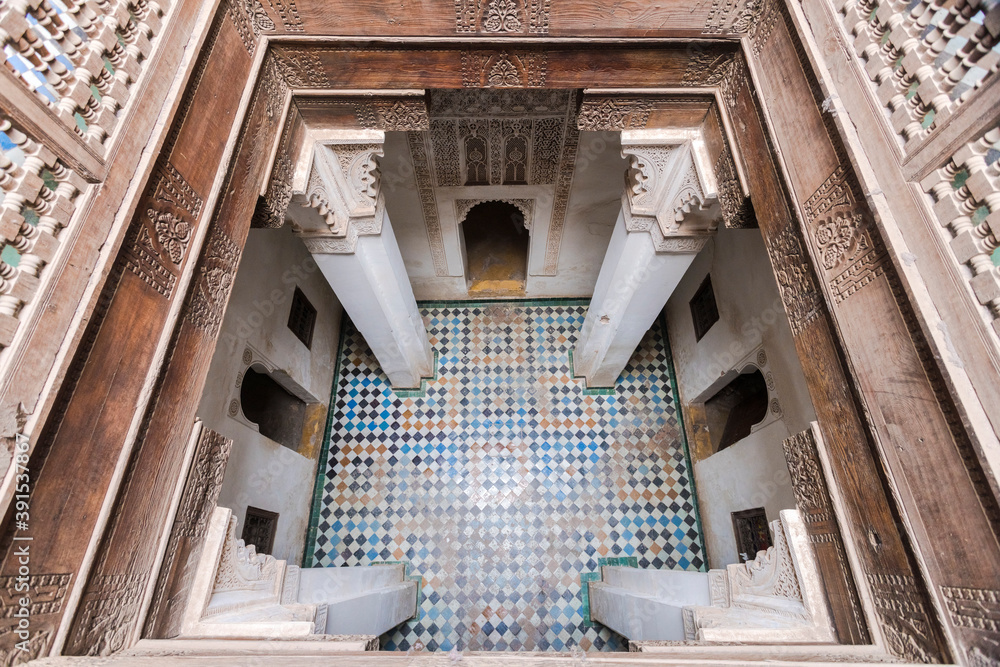 details of Ben Youssef Madrasa in Marrakech Stock Photo | Adobe Stock