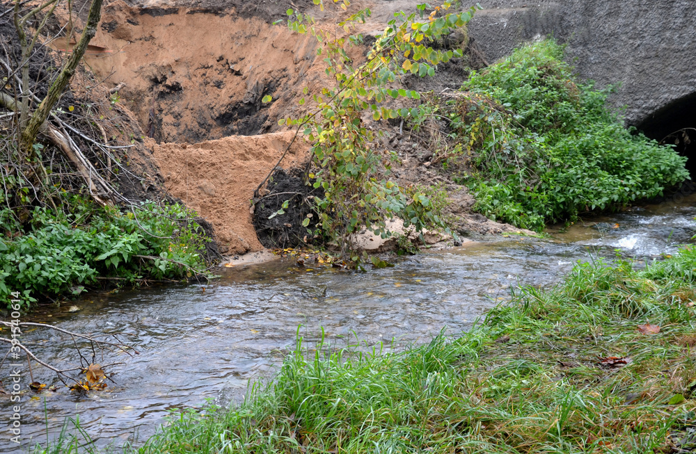 deep excavation flooded by water when the pipeline failed. mining of ...