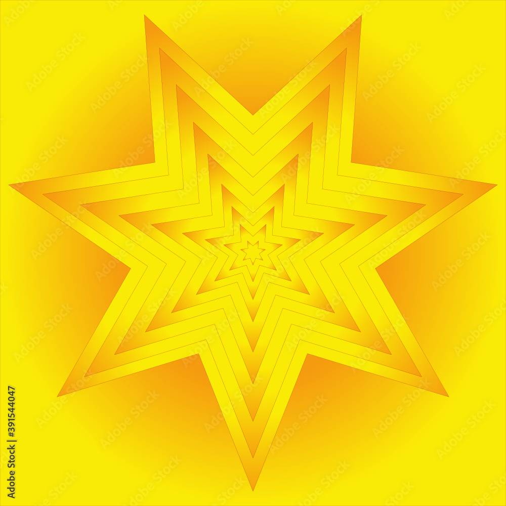 Gelber Stern mit sieben Zacken vor radialem Hintergrund Stock Vector ...
