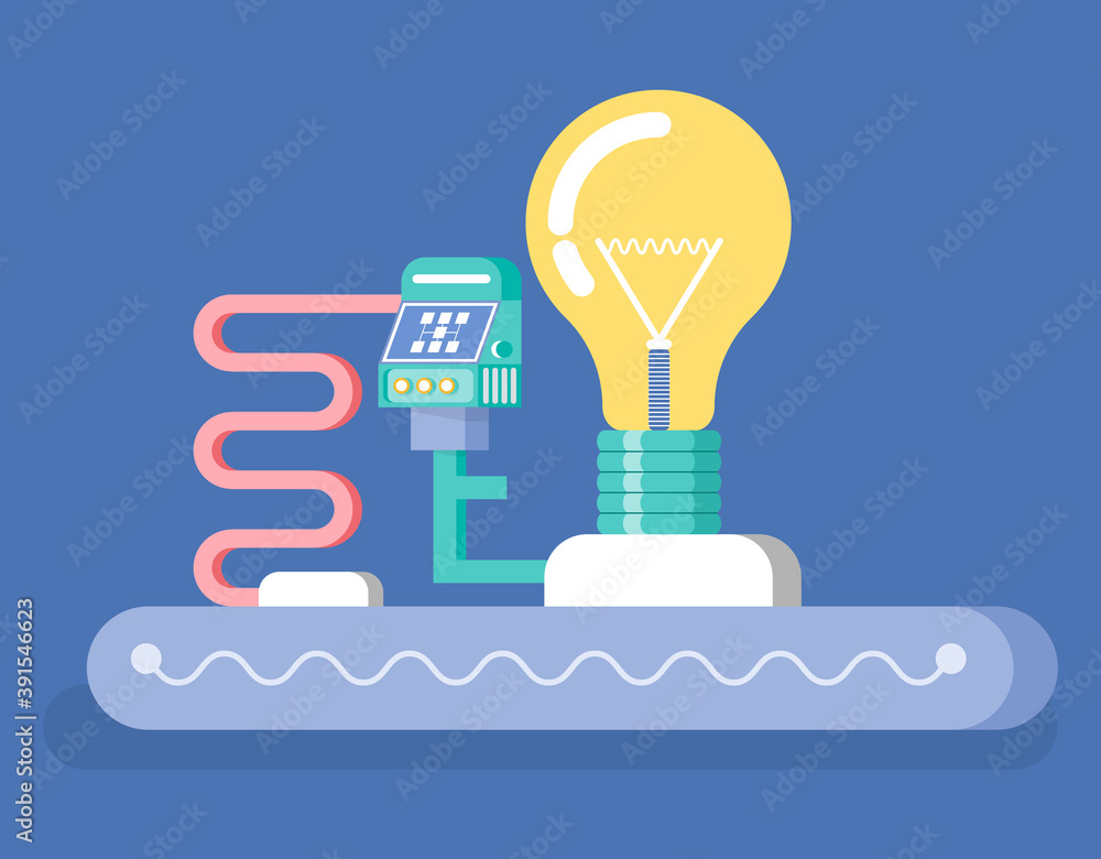 Invention vector, isolated project consisting of lightbulb and tubes ...