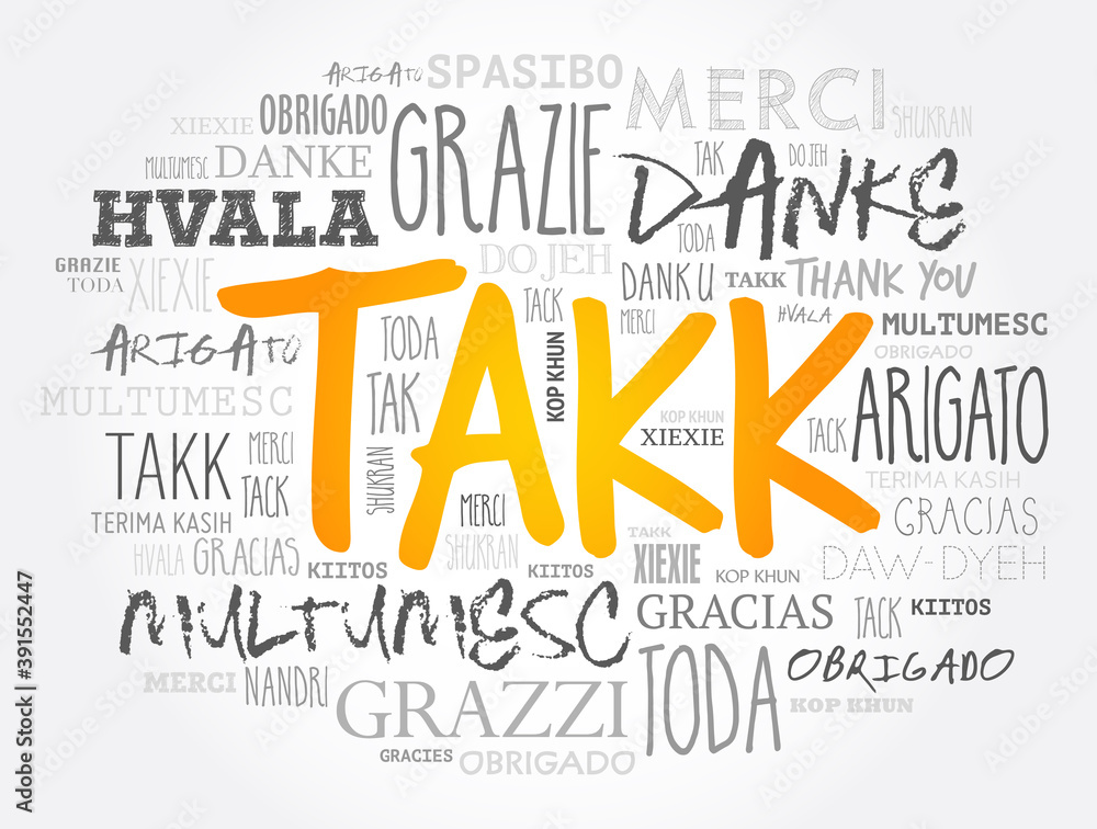 Takk (Thank You in Icelandic) Word Cloud concept Stock Illustration ...