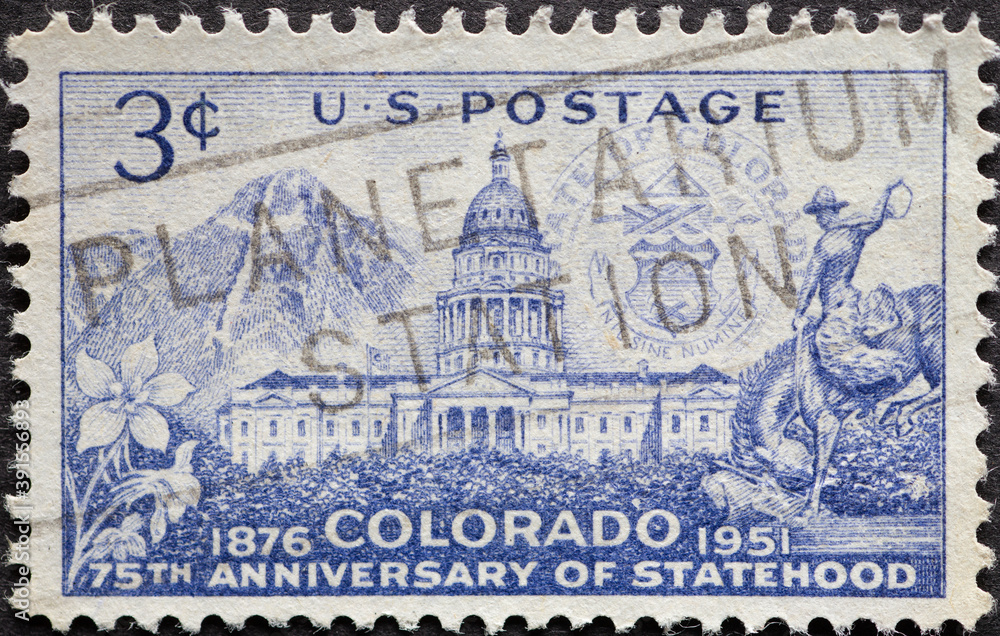 USA - Circa 1951 : a postage stamp printed in the US showing the state ...