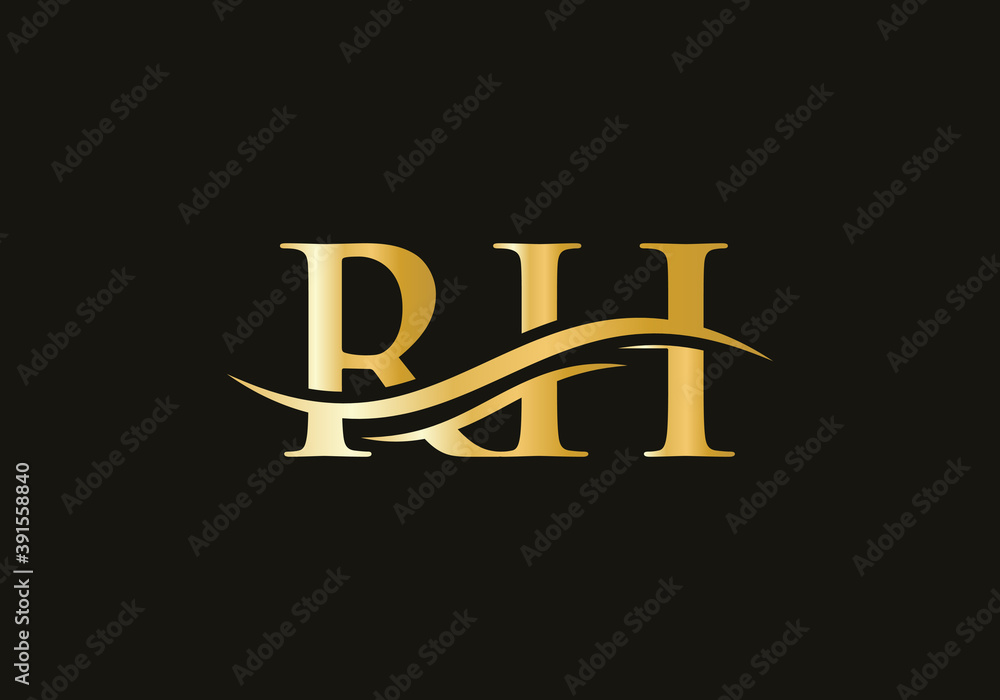 RH Modern creative unique elegant minimal. RH initial based letter icon ...