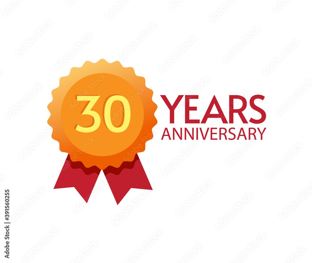 30 years anniversary icon badge vector flat symbol, 30th or number one ...