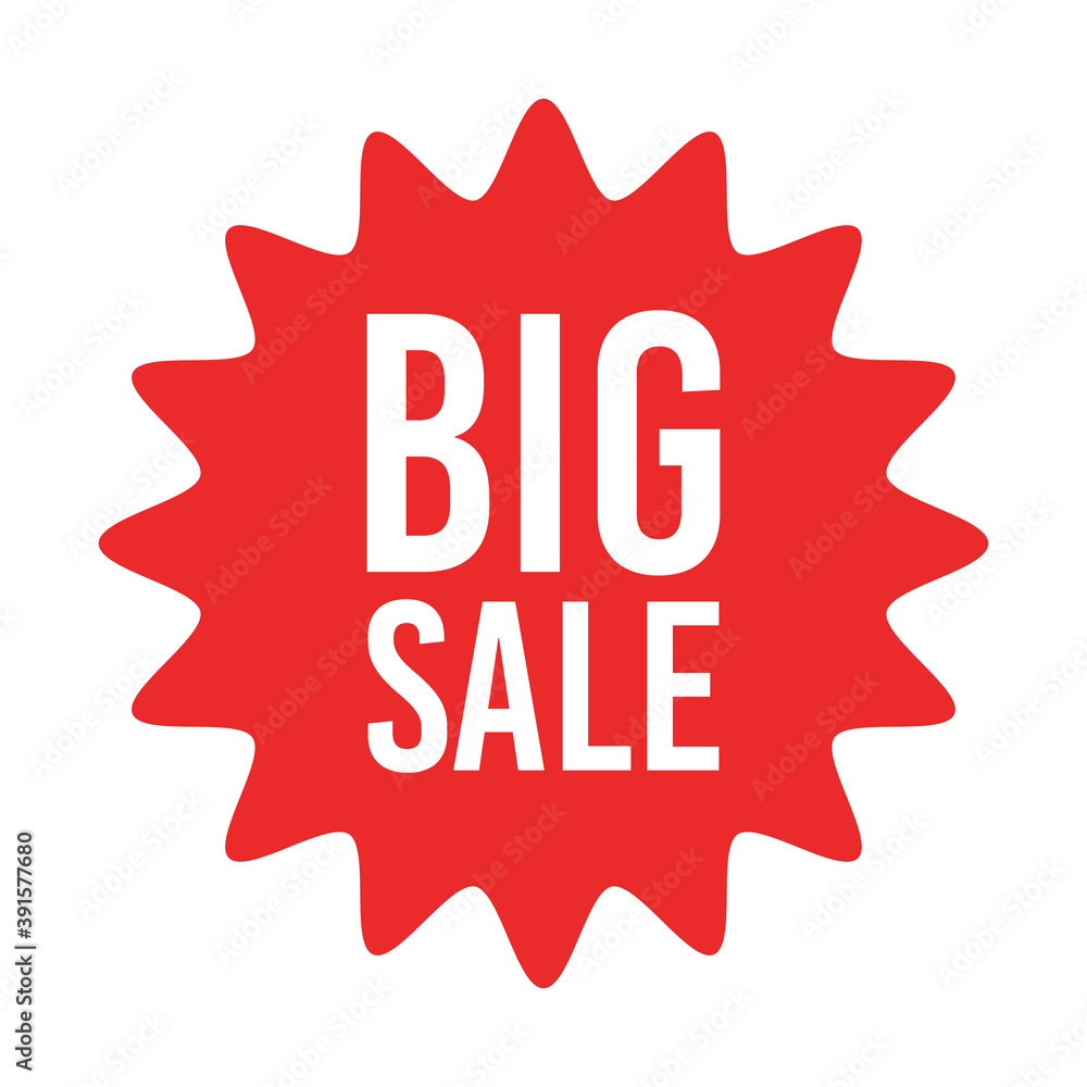 Red sale starburst sticker - stared round label and badge with best ...