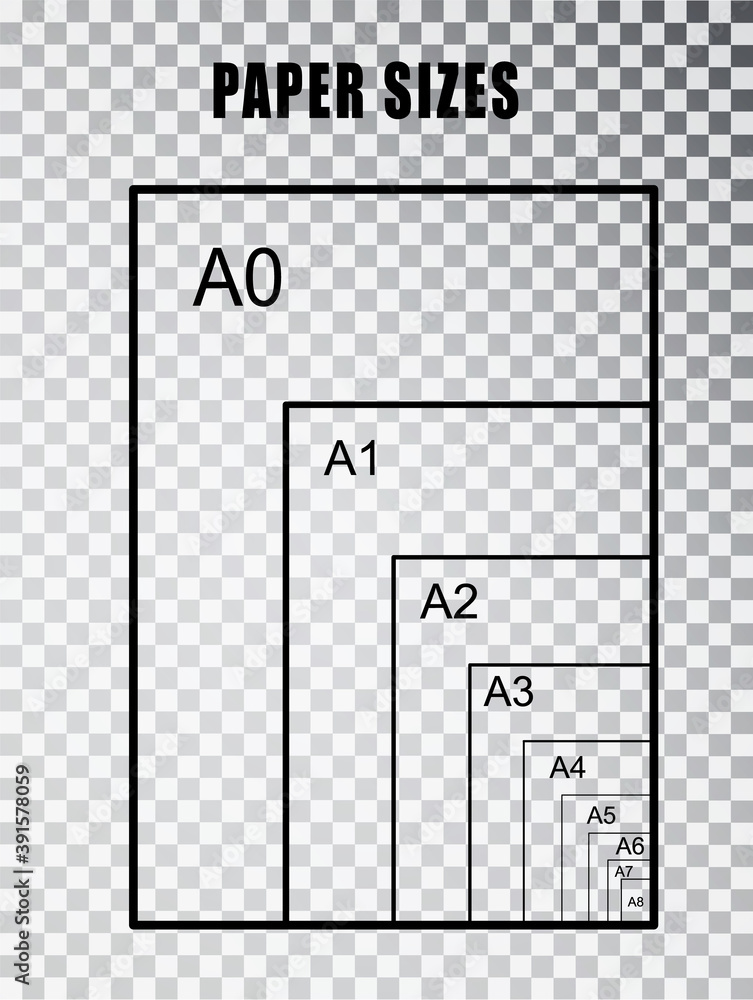 Paper size series A isolated on transparent background Stock Vector ...