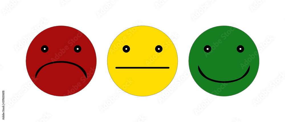 Drei Smileys in den Ampelfarben rot gelb grün Stock Vector | Adobe Stock