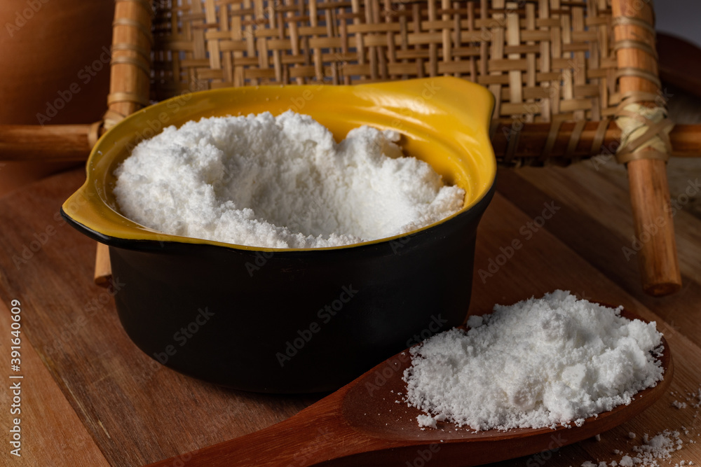 Tapioca flour (Farinha de tapioca). Flour made from cassava starch ...
