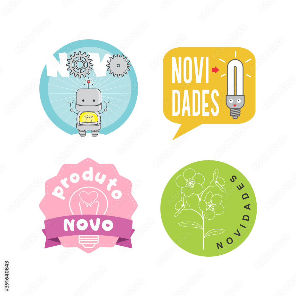 Vetor de Etiqueta, selo, carimbo, redes sociais, anúncios Produto novo ...