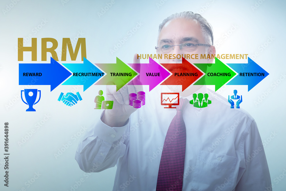 HRM - Human resource management concept with businessman Stock Photo ...