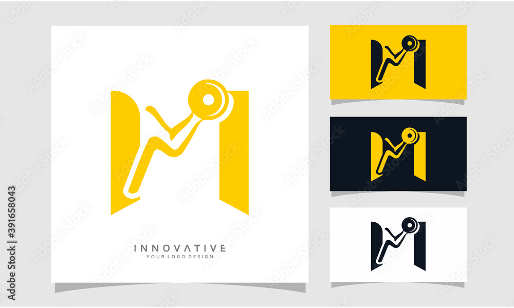 Letter M fitness vector logo design with fitness icon, Graphic designer ...
