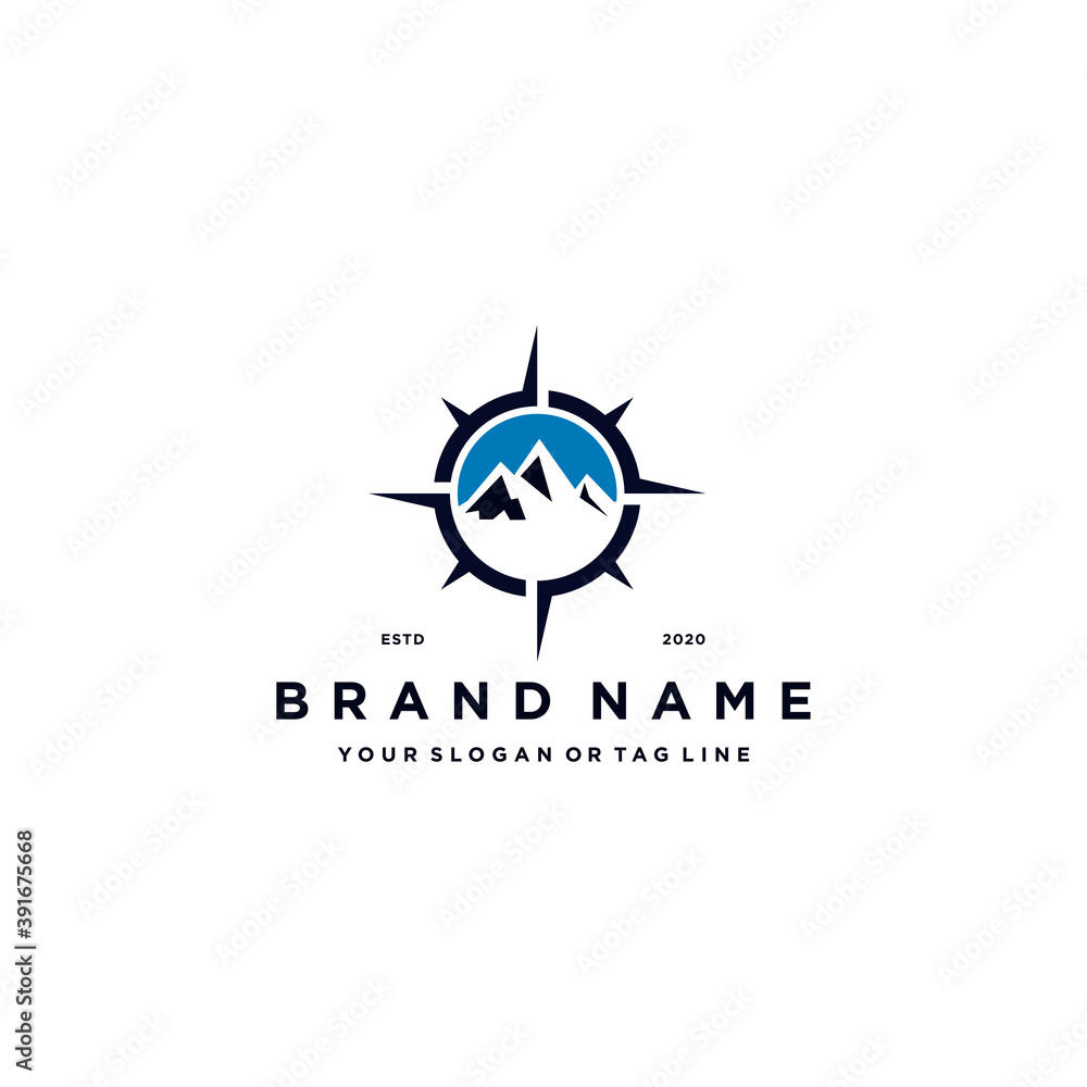 mountain compass logo design concept vector Stock Vector | Adobe Stock