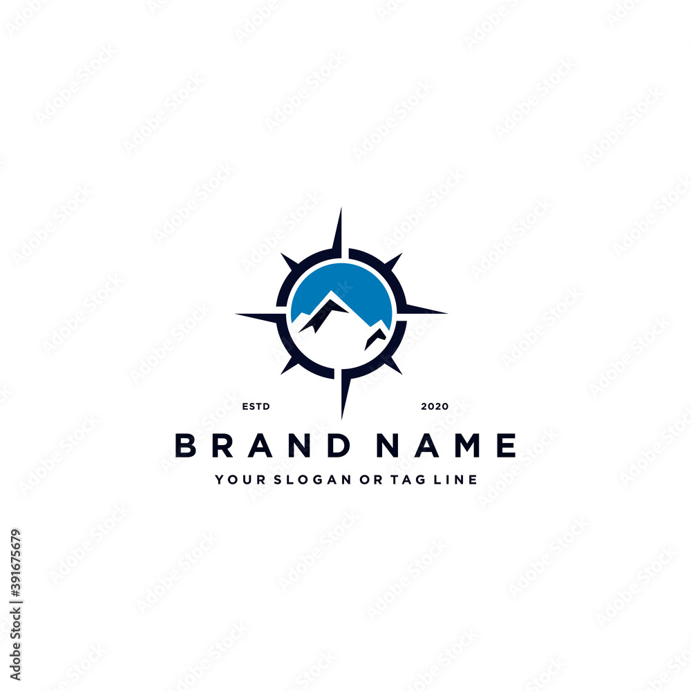 mountain compass logo design concept vector Stock Vector | Adobe Stock