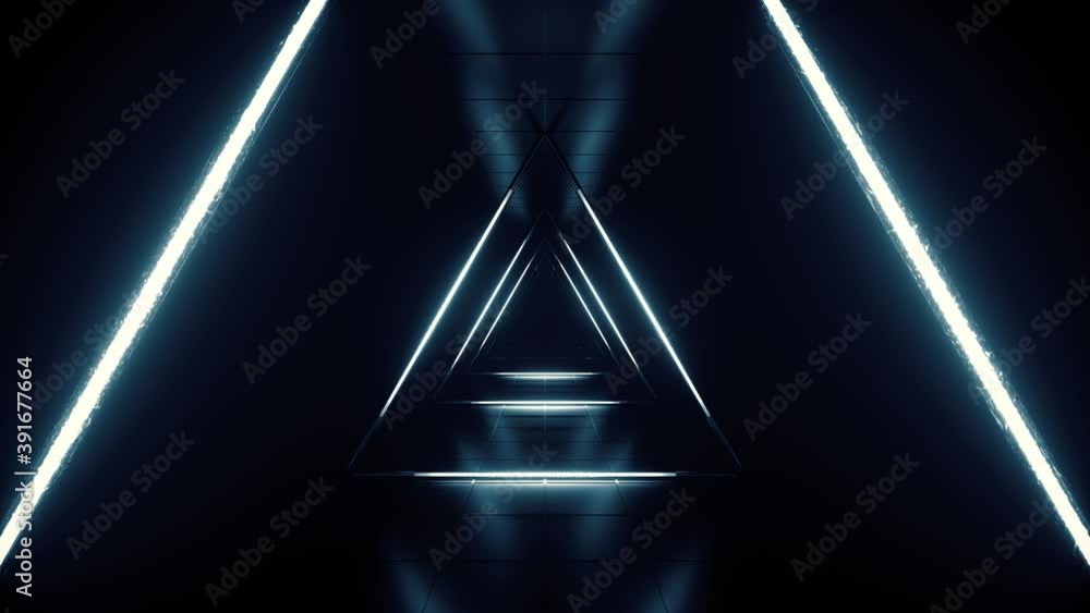 Abstract blue white futuristic background. Space from glowing neon ...