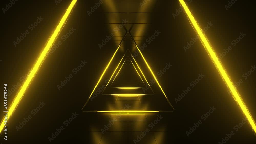 Abstract orange futuristic background. Space from glowing neon light ...