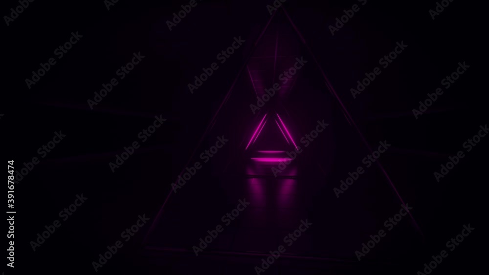 Abstract pink futuristic background. Space from glowing neon light ...