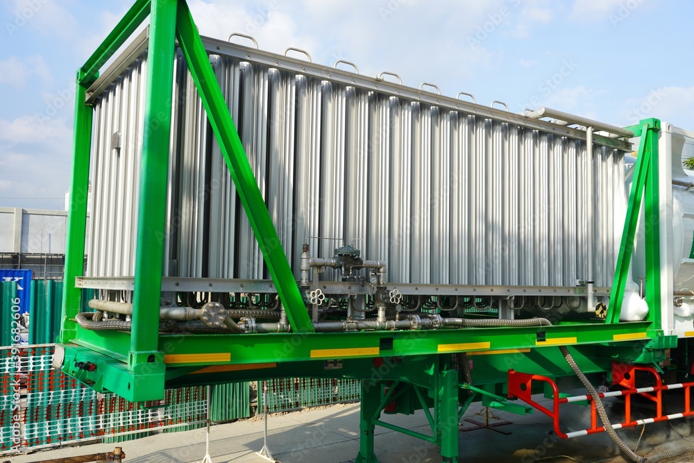 Liquid oxygen or liquid nitrogen tank car and heat exchanger coils from ...