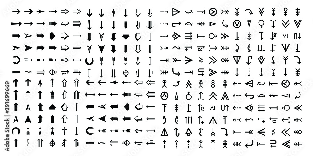 Set arrow icon. Collection different arrows sign. Set of flat icons ...