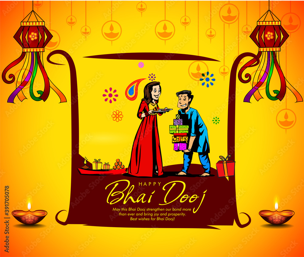 Vector illustration of celebrating Bhai Dooj with Indian family during ...
