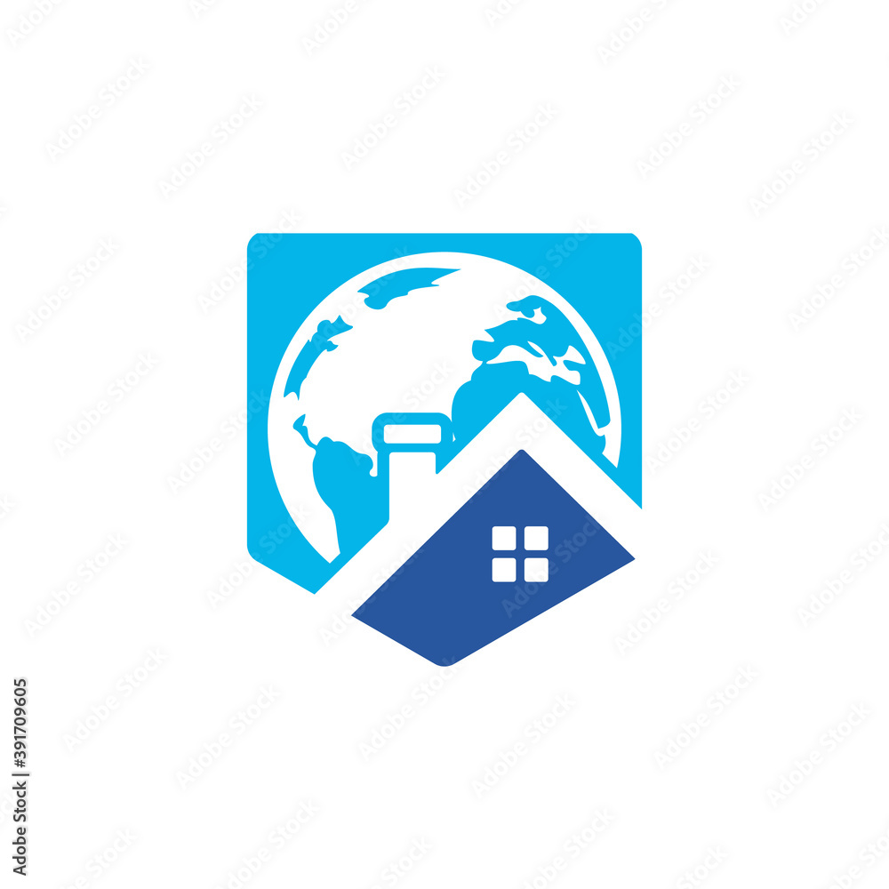 Global home vector logo design template. World house vector logo design ...