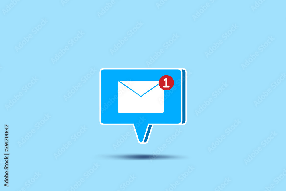 New email notification icon. 3d rendering icon on pastel blue ...