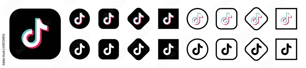 Set of different style icon tik tik, social media icons illustration ...